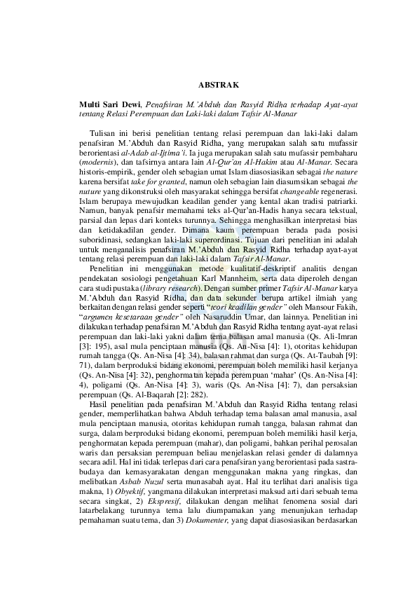 (PDF) Penafsiran M.'Abduh dan Rasyid Ridha terhadap ayat-ayat tentang ...