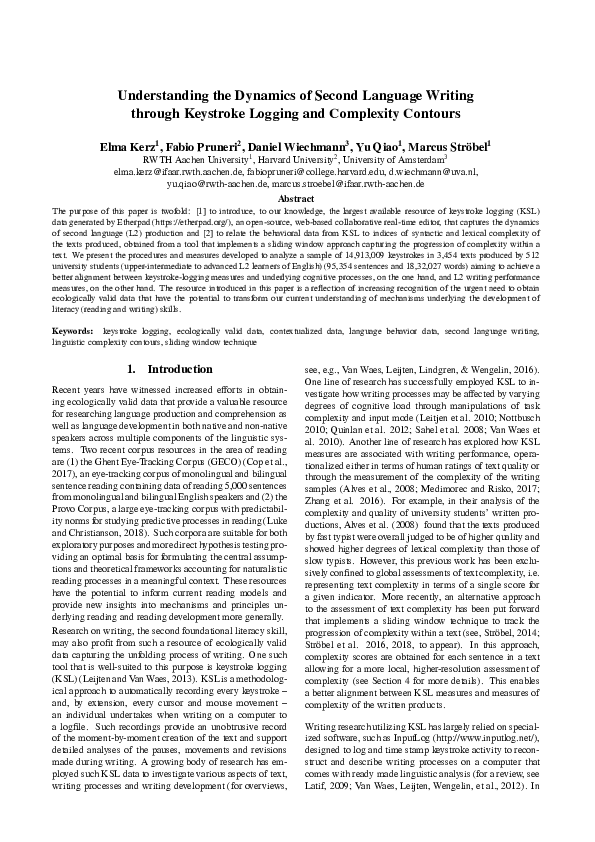 (PDF) Understanding the Dynamics of Second Language Writing through ...