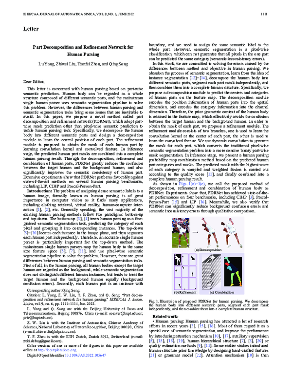 (PDF) Part Decomposition and Refinement Network for Human Parsing