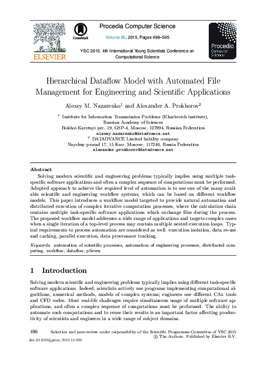 Pdf Hierarchical Dataflow Model With Automated File Management For Engineering And Scientific