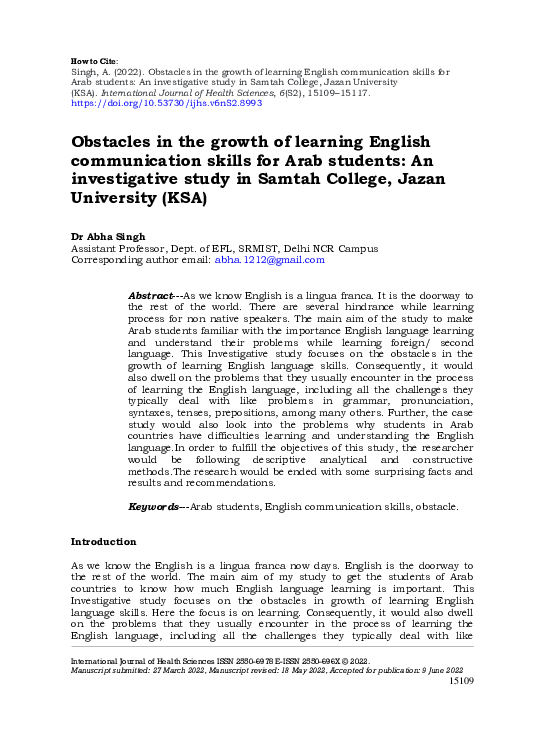 (PDF) Obstacles in the growth of learning English communication skills ...