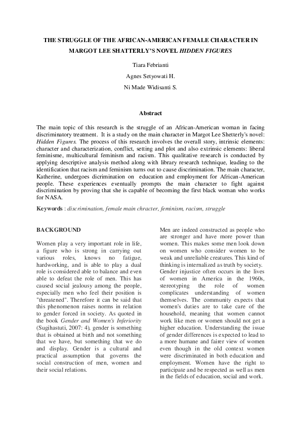 (PDF) The Struggle of the African-American Female Character in Margot ...