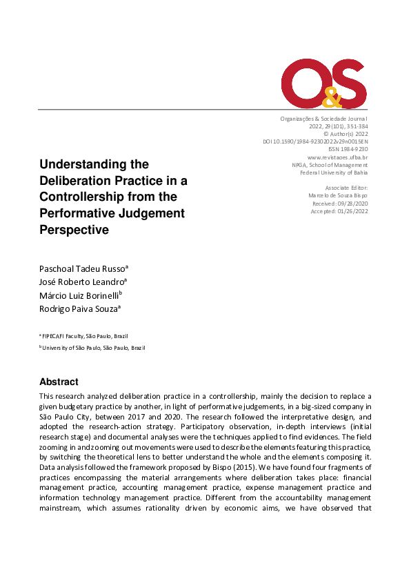 (PDF) Understanding the Deliberation Practice in a Controllership from ...