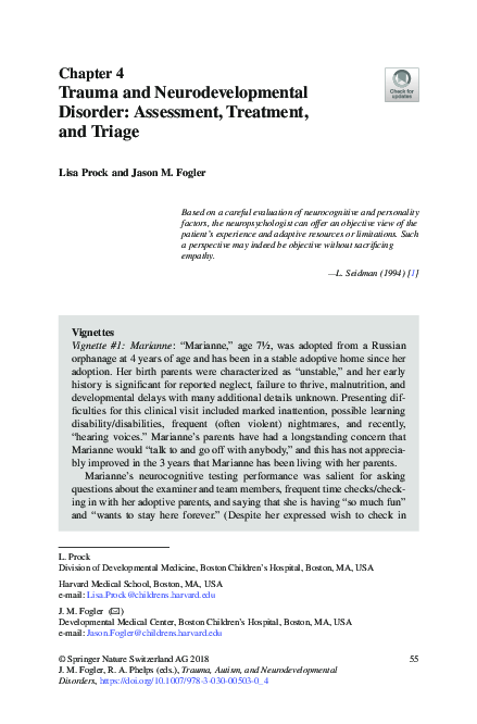 (PDF) Trauma and Neurodevelopmental Disorder: Assessment, Treatment, and Triage
