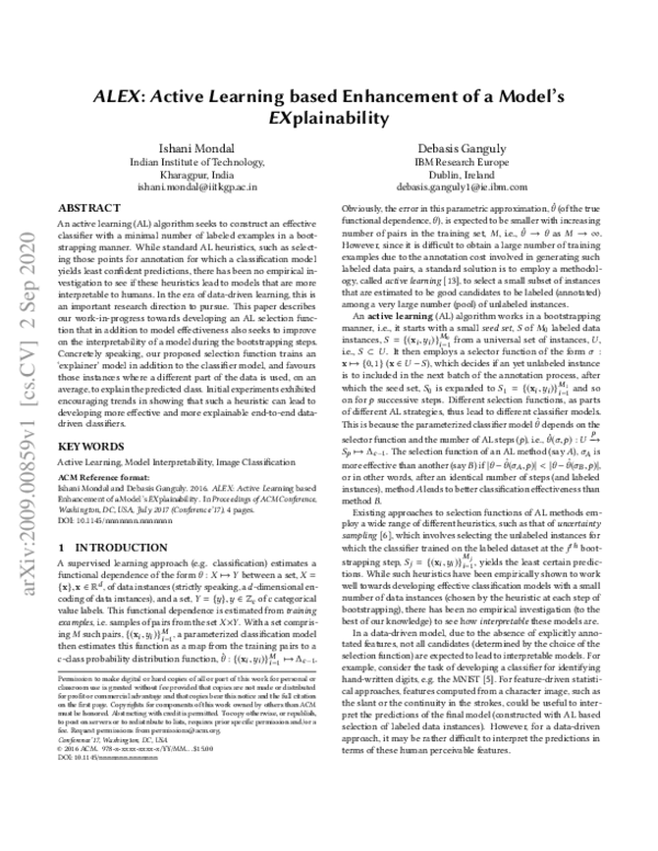 (PDF) ALEX: Active Learning based Enhancement of a Model's Explainability