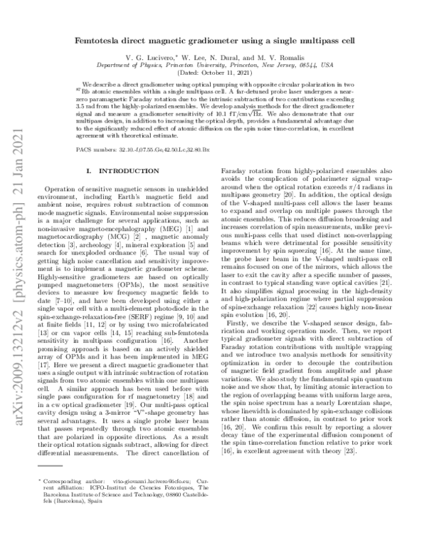 (PDF) Femtotesla Direct Magnetic Gradiometer Using a Single Multipass Cell
