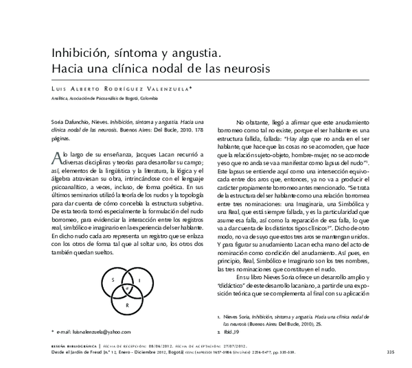 (PDF) Inhibición, síntoma y angustia. Hacia una clínica nodal de las ...