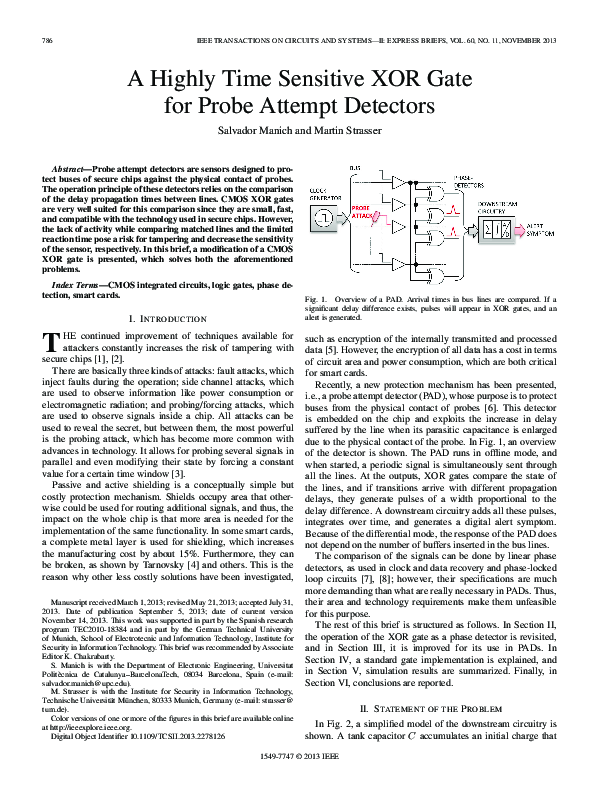 (PDF) A Highly Time Sensitive XOR Gate for Probe Attempt Detectors