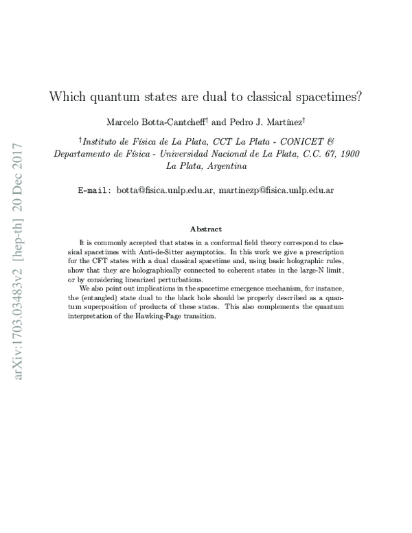 (PDF) Which quantum states are dual to classical spacetimes