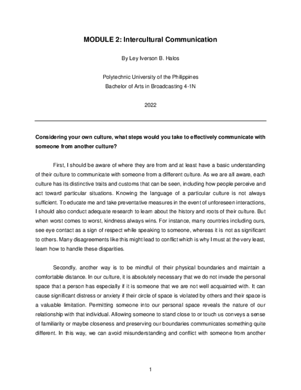 (PDF) MODULE 2: Intercultural Communication