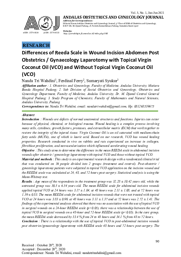 (PDF) Differences of Reeda Scale in Wound Incision Abdomen Post ...