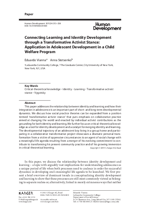(PDF) Connecting Learning and Identity Development through a ...
