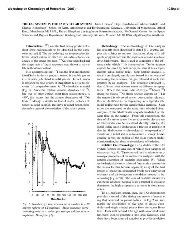 (PDF) THE IXe SYSTEM IN THE EARLY SOLAR SYSTEM
