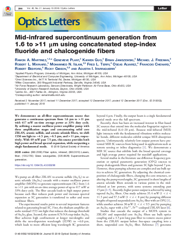 (PDF) Mid-infrared supercontinuum generation from 1.6 to >11 μm using concatenated step-index ...
