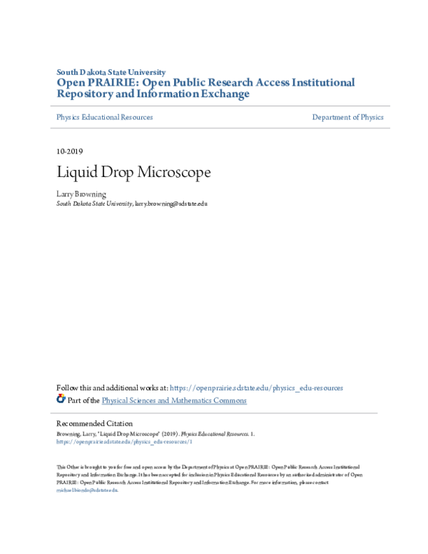 (PDF) Liquid Drop Microscope