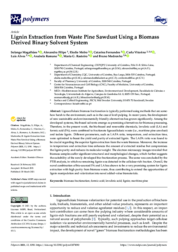 (PDF) Lignin Extraction from Waste Pine Sawdust Using a Biomass Derived ...