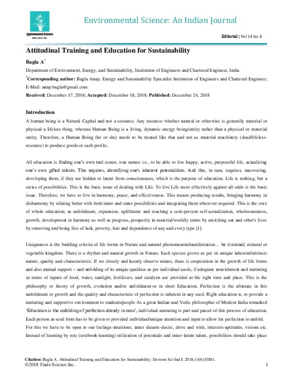 (PDF) Transforming Education for Human Sustainability