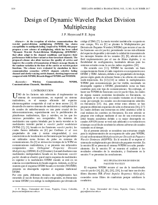 (PDF) Design of Dynamic Wavelet Packet Division Multiplexing