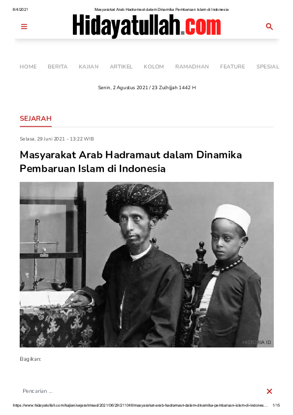 (PDF) Masyarakat Arab Hadramaut dalam dinamika pembaharuan Islam di ...