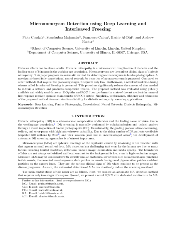 (PDF) Microaneurysm detection using deep learning and interleaved freezing