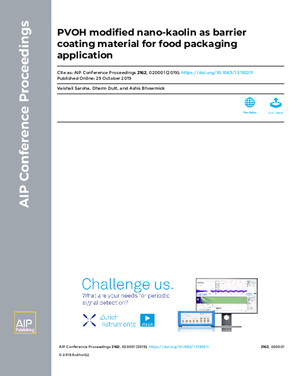 (PDF) PVOH modified nano-kaolin as barrier coating material for food ...