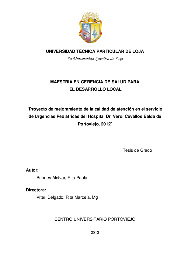 (PDF) Proyecto de mejoramiento de la calidad de atención en el servicio de Urgencias Pediátricas ...