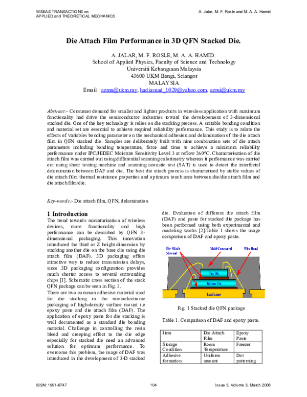 (PDF) Die Attach Film Performance in 3D QFN Stacked Die
