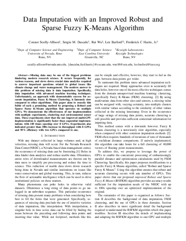 (PDF) Data Imputation with an Improved Robust and Sparse Fuzzy K-Means Algorithm
