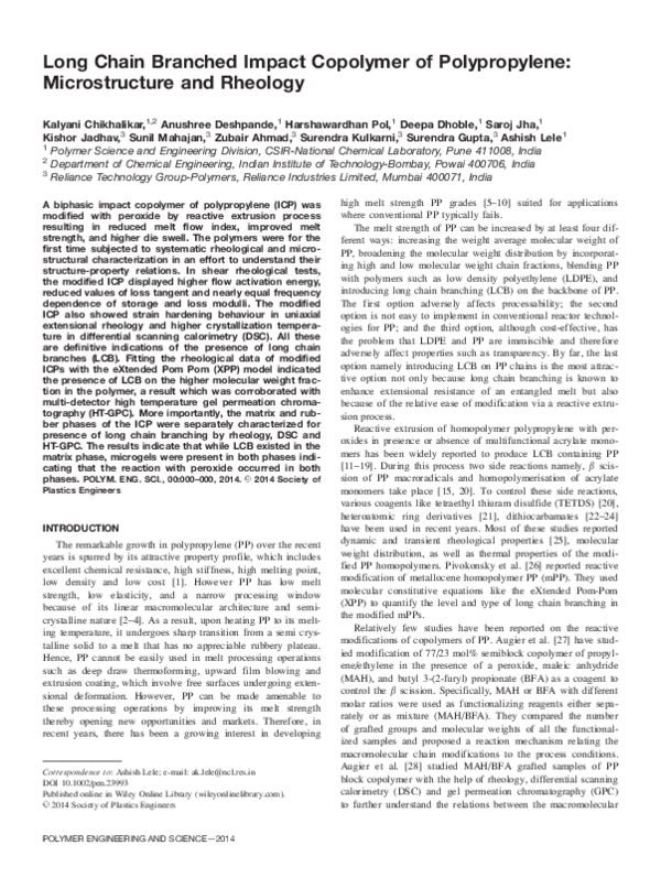 (PDF) Long chain branched impact copolymer of polypropylene ...