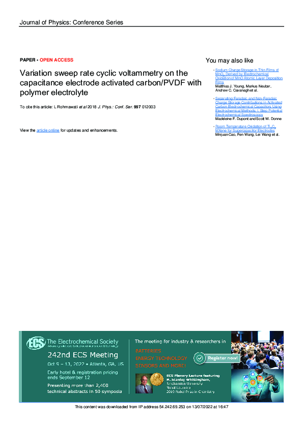 (PDF) Variation sweep rate cyclic voltammetry on the capacitance ...