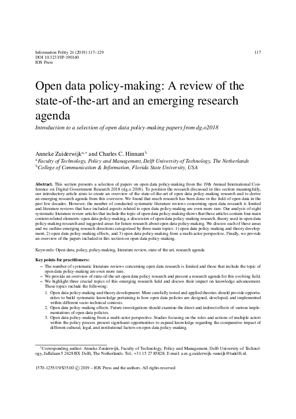 (PDF) Open data policy-making: A review of the state-of-the-art and an ...