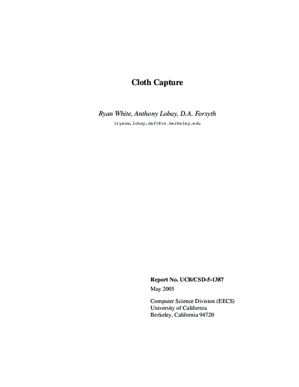(PDF) Cloth capture