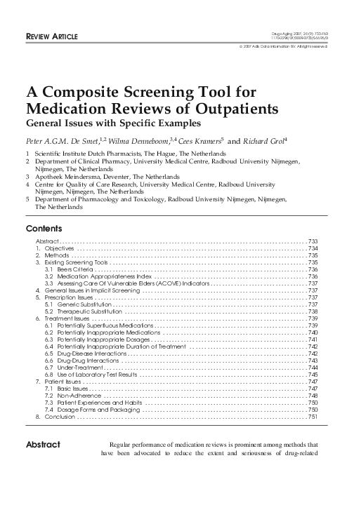 (PDF) A Composite Screening Tool for Medication Reviews of Outpatients ...