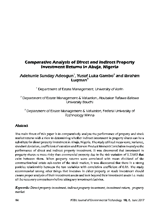 (PDF) Comparative analysis of direct and indirect property investment ...