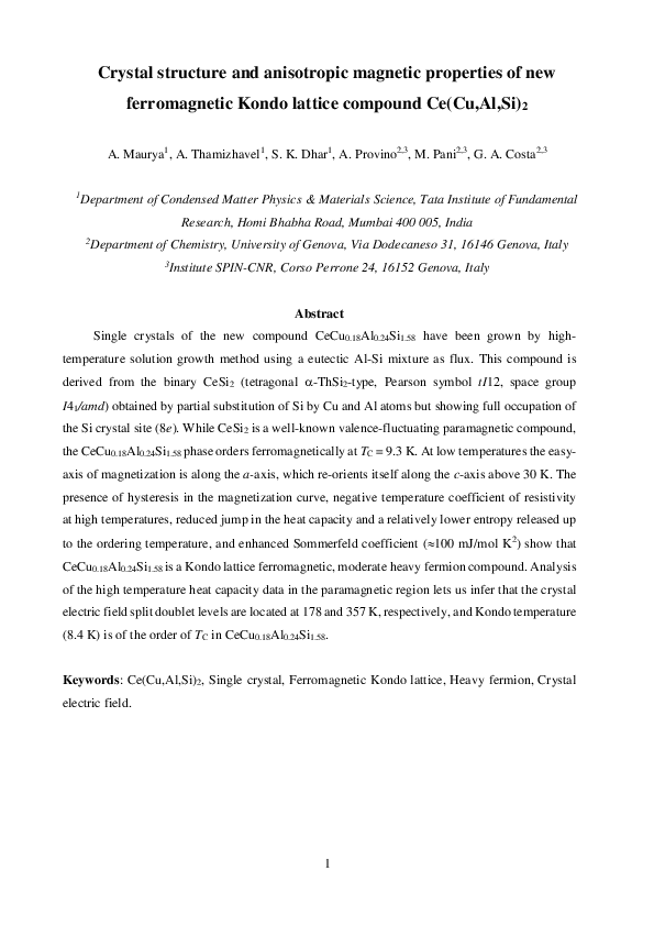 (PDF) Crystal structure and anisotropic magnetic properties of new ferromagnetic Kondo lattice ...