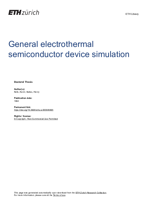 Pdf General Electrothermal Semiconductor Device Simulation