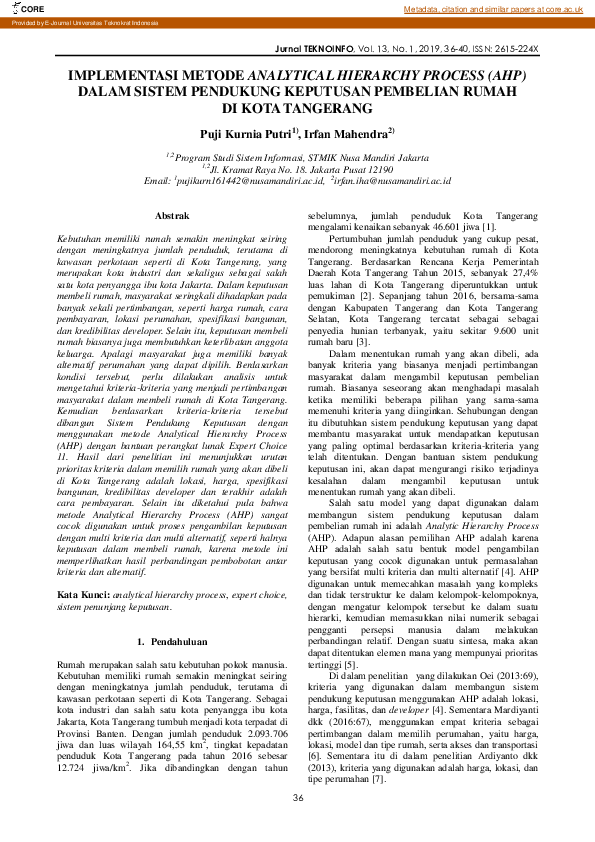 (PDF) Implementasi Metode Analytical Hierarchy Process (Ahp) Dalam Sistem Pendukung Keputusan ...