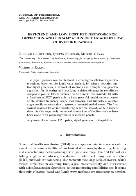 (PDF) Efficient and Low Cost PZT Network for Detection and Localization ...