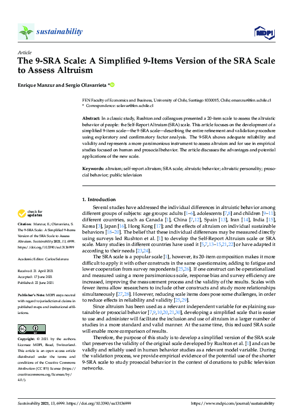 (PDF) The 9-SRA Scale: A Simplified 9-Items Version of the SRA Scale to ...