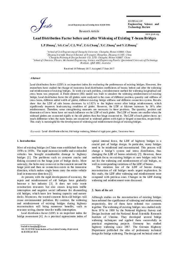 (PDF) Load Distribution Factor before and after Widening of Existing T ...