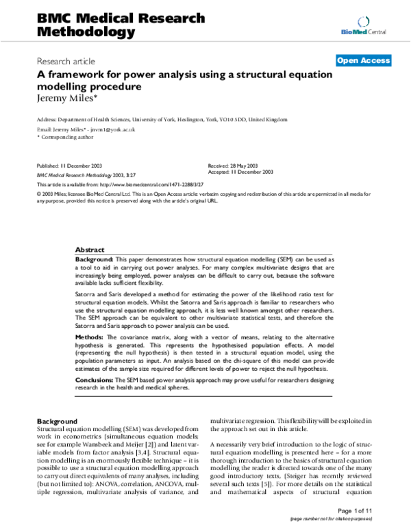 (PDF) A framework for power analysis using a structural equation ...