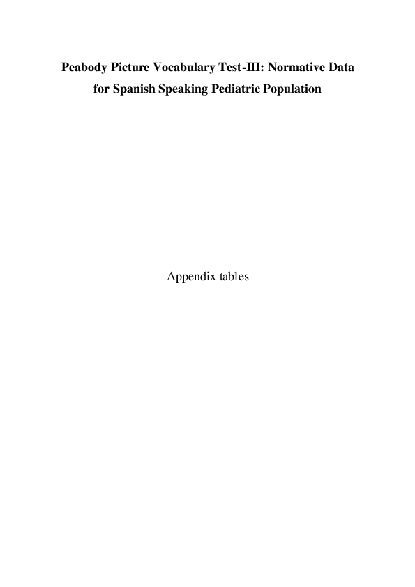 (PDF) Peabody Picture Vocabulary Test-III: Normative data for Spanish ...