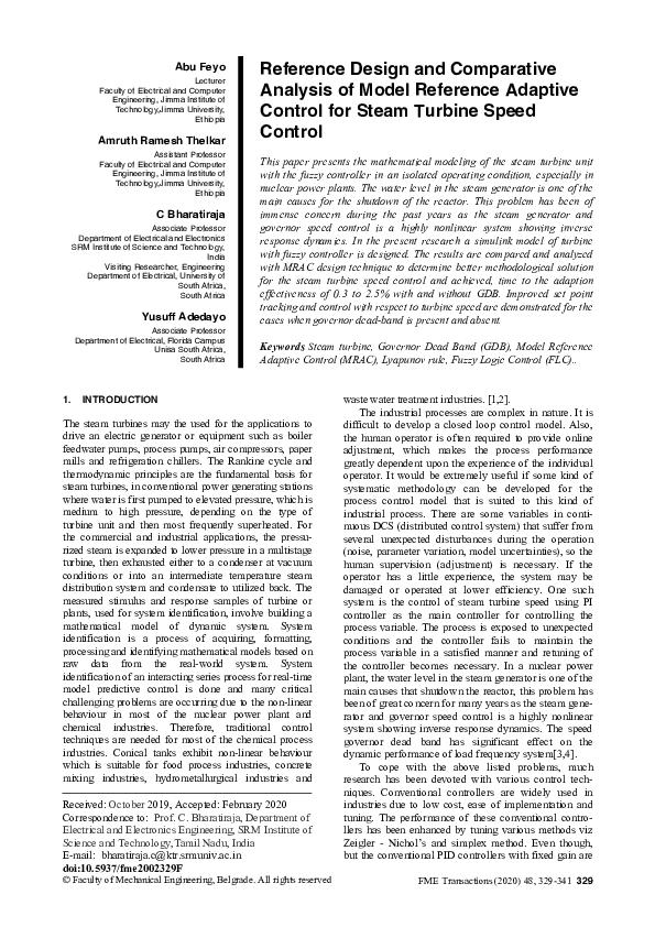 (PDF) Reference design and comparative analysis of model reference adaptive control for steam ...