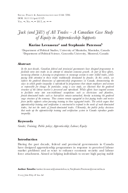 (PDF) Jack (and Jill?) of All Trades - A Canadian Case Study of Equity ...