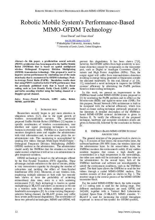 (PDF) Robotic Mobile System's Performance-Based MIMO-OFDM Technology ...