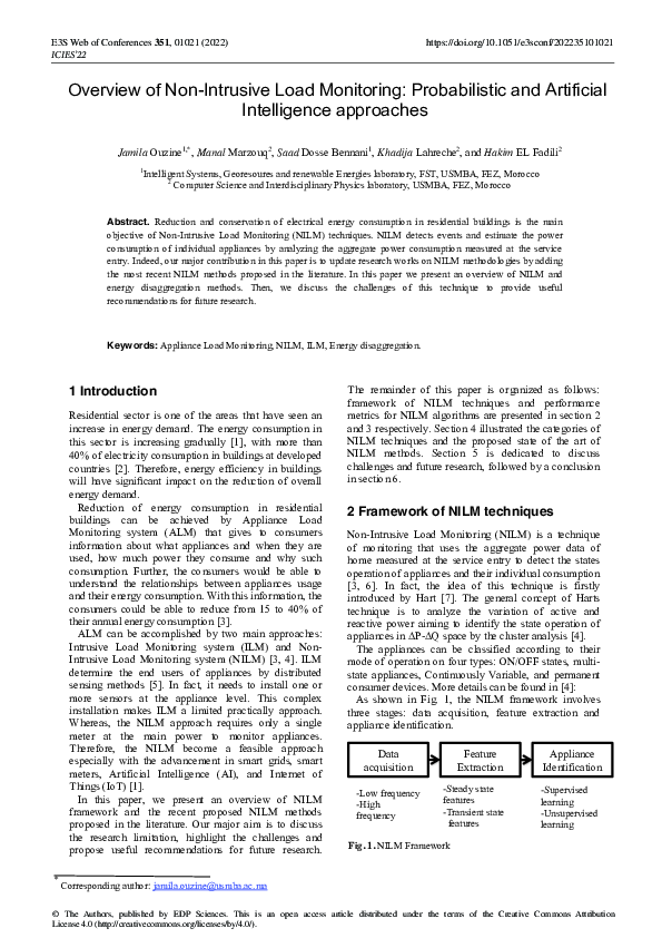 (PDF) Overview of Non-Intrusive Load Monitoring: Probabilistic and Artificial Intelligence ...