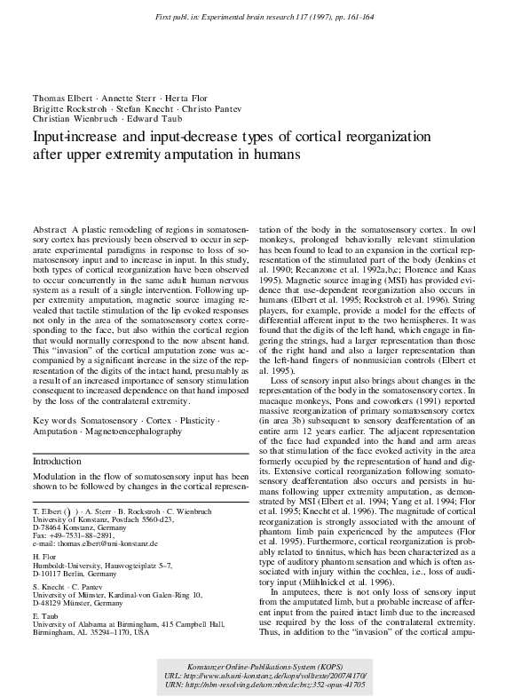 (PDF) Input-increase and input-decrease types of cortical reorganization after upper extremity ...