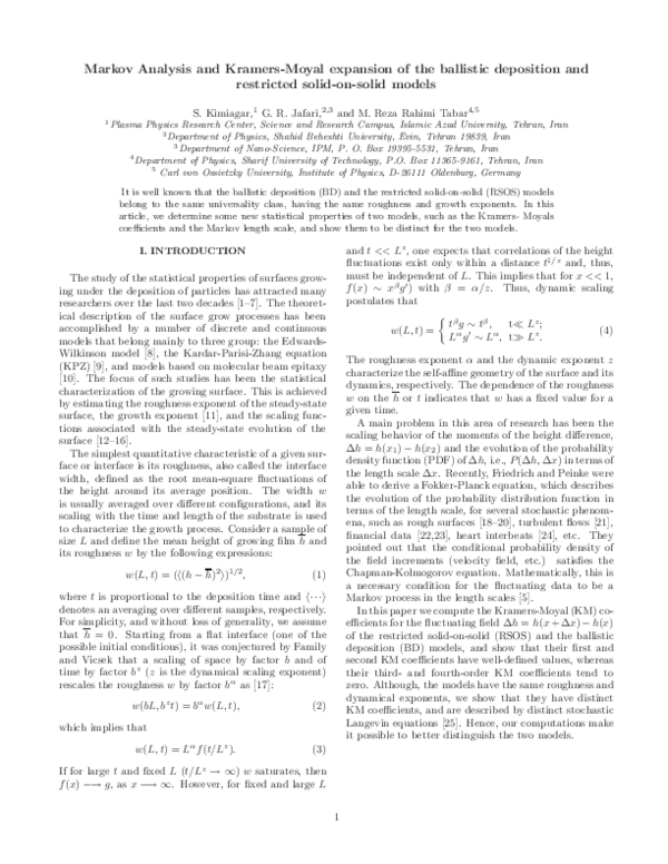 (PDF) Markov analysis and Kramers–Moyal expansion of the ballistic ...