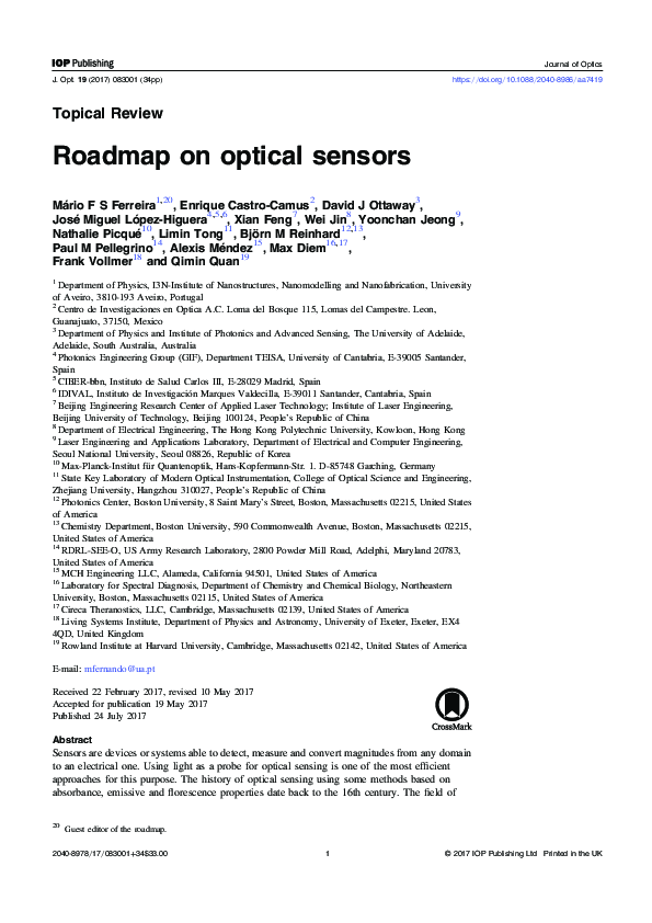 (PDF) Roadmap on optical sensors