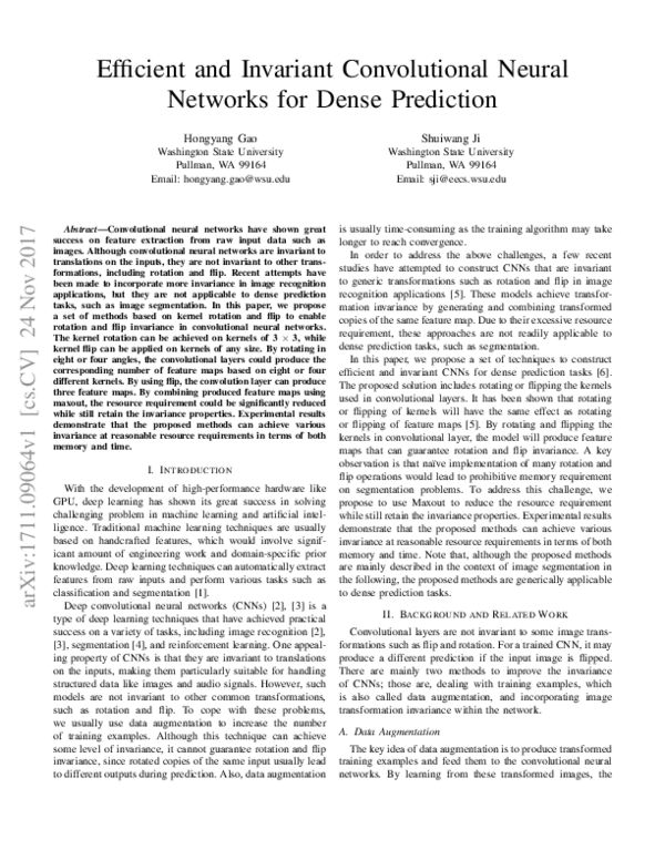 Pdf Efficient And Invariant Convolutional Neural Networks For Dense Prediction